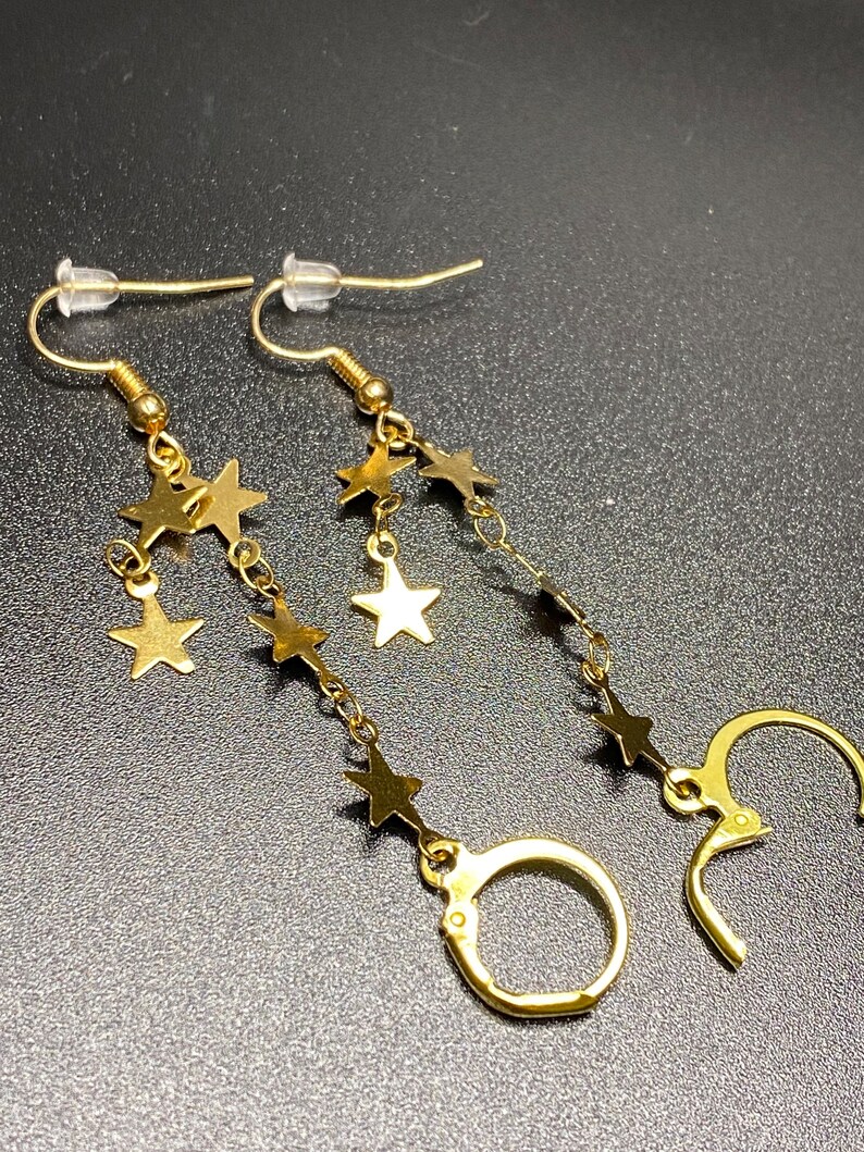 Double Gold Star Earrings for Loop Earplugs Sensory Earrings - Etsy UK
