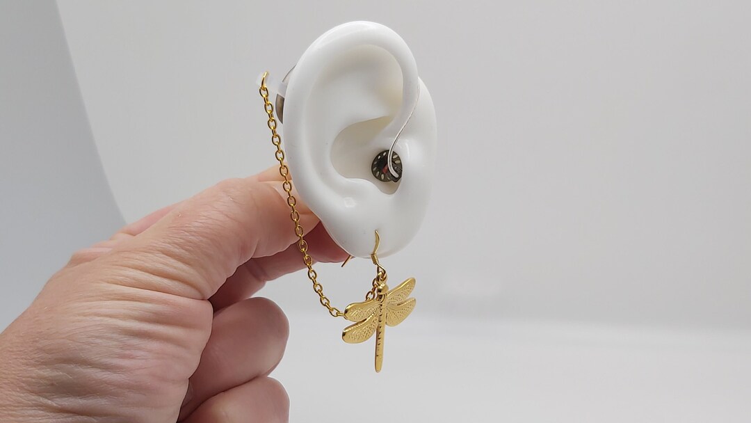 Gold Dragonfly Hearing Aid Listening Device Earrings for - Etsy
