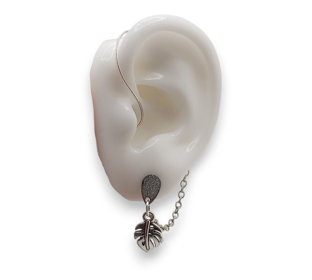 Tropical Leaf Hearing Aid, Listening Device Stud Earrings for Retention ...
