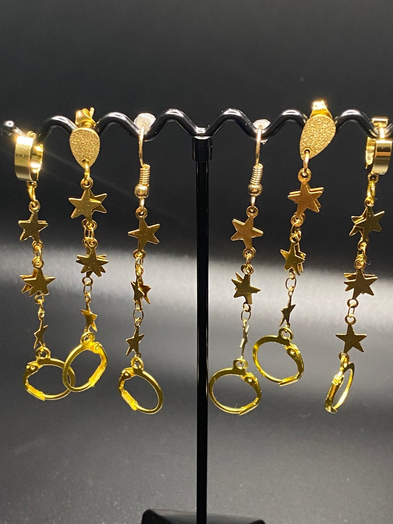 Double Gold Star Earrings for Loop Earplugs Sensory Earrings - Etsy UK