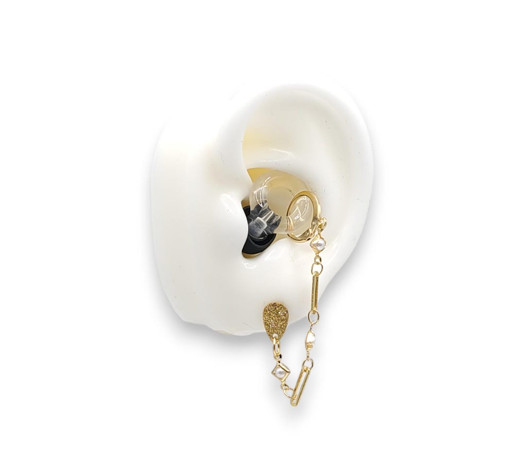 Dainty Gold Pearl Earrings for Loop Earplugs, Sensory Earplug Earrings ...