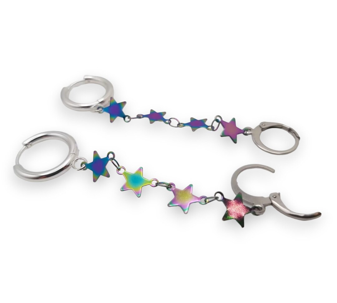 Rainbow Iridescent Star Earrings for Loop Earplugs, Sensory Earrings ...