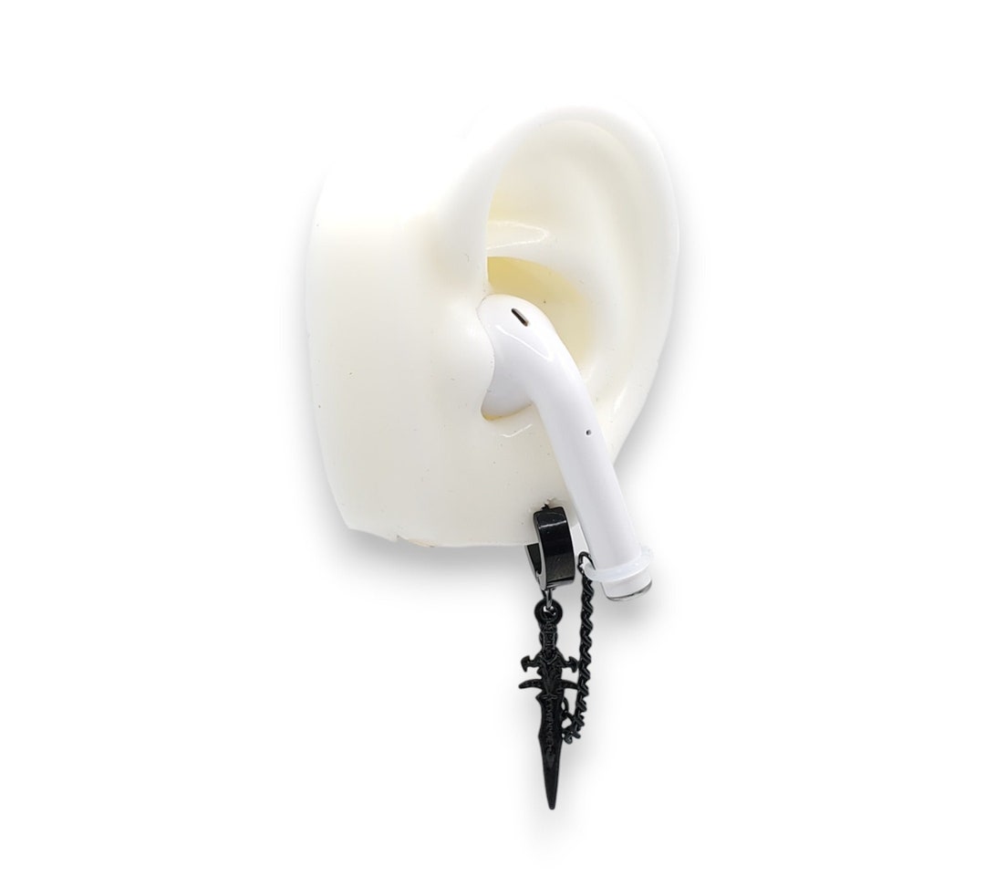 Wireless Earbud Earrings, Black Dagger Pendant Gothic Style Stud ...