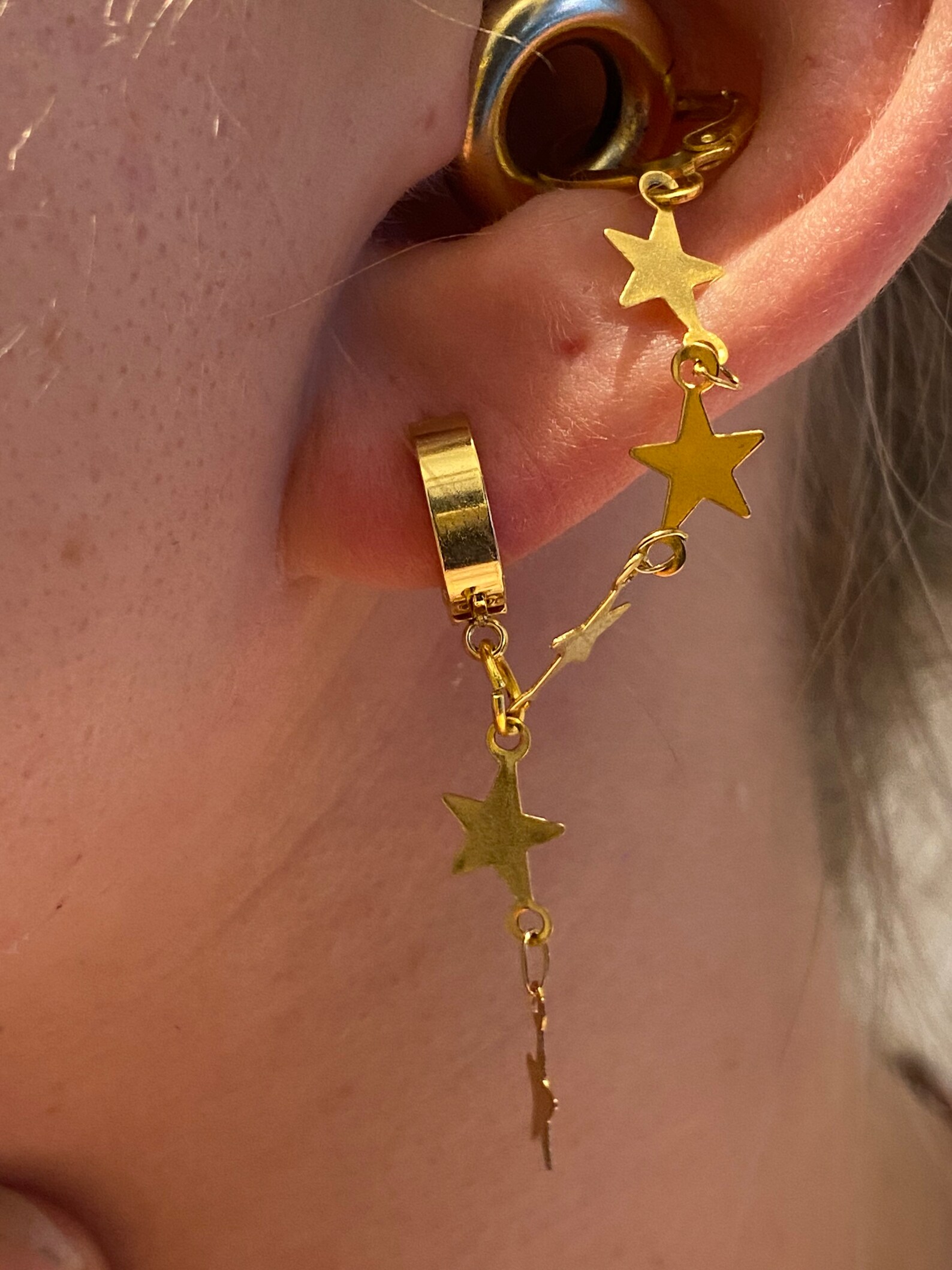 Double Gold Star Earrings for Loop Earplugs Sensory Earrings - Etsy UK