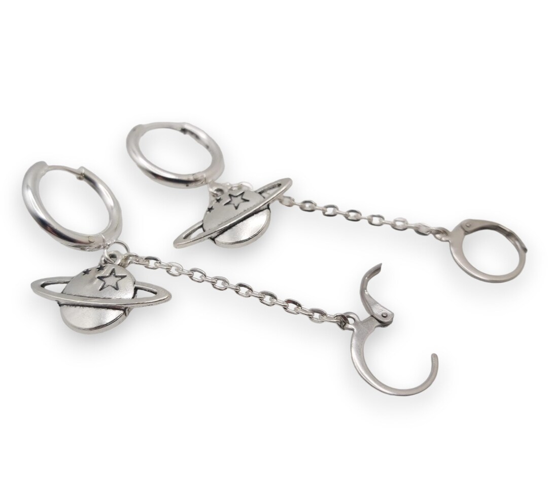Silver Planet Earrings for Loop Earplugs, Sensory Earrings, Earplug ...