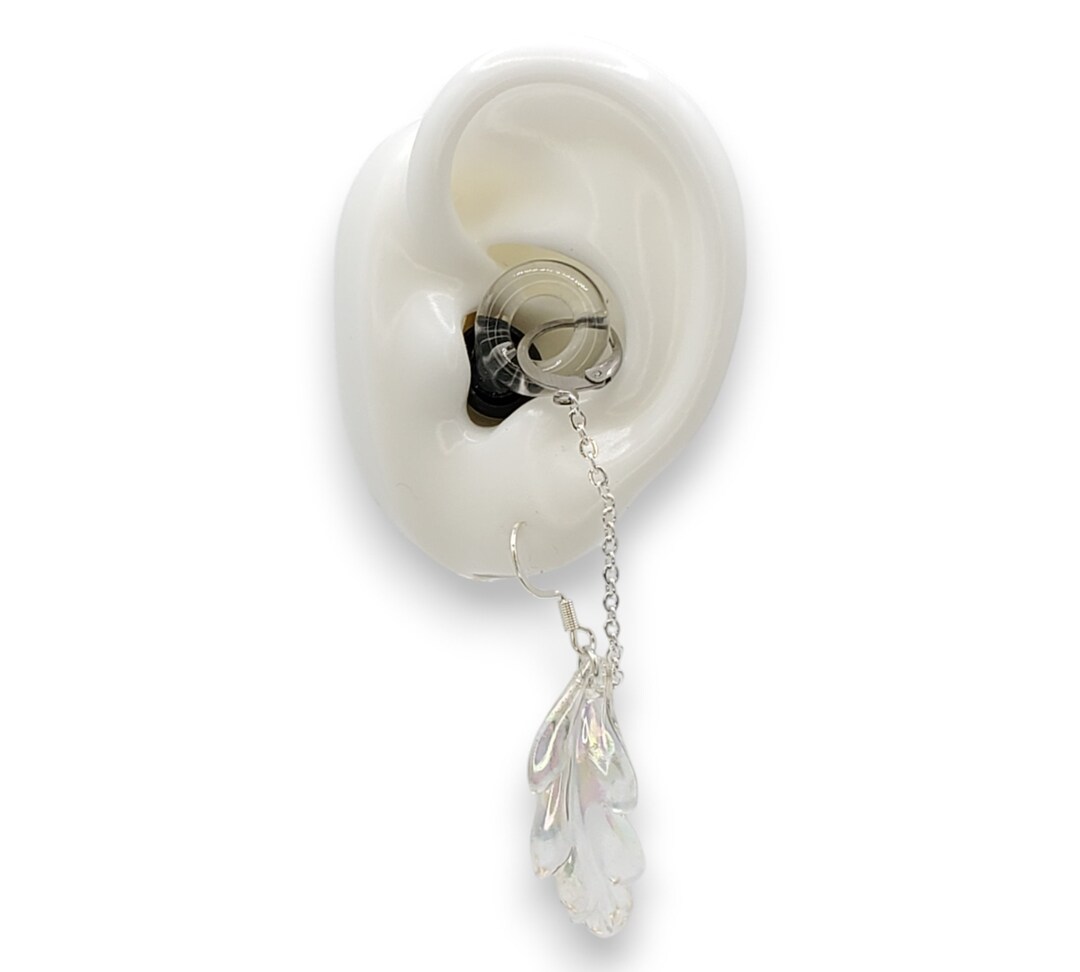 Pearlescent Feather Earrings for Loop Earplugs, Sensory Earrings ...