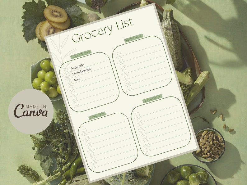Grocery List Printable Canva Template - Etsy
