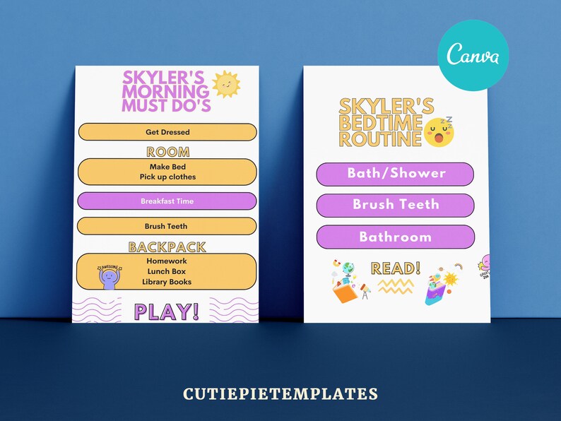 Editable Chore Chart for Kids, Editable Chore Checklist, Kids Bedtime ...