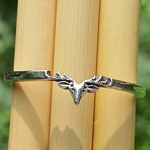 Deer Ring | Sterling Silver Stag Ring | Animal Lover Gift | Deer Skull ...