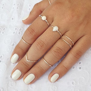 Double Ring 925 Sterling Silver Band for Men Women, Handmade Wedding ...