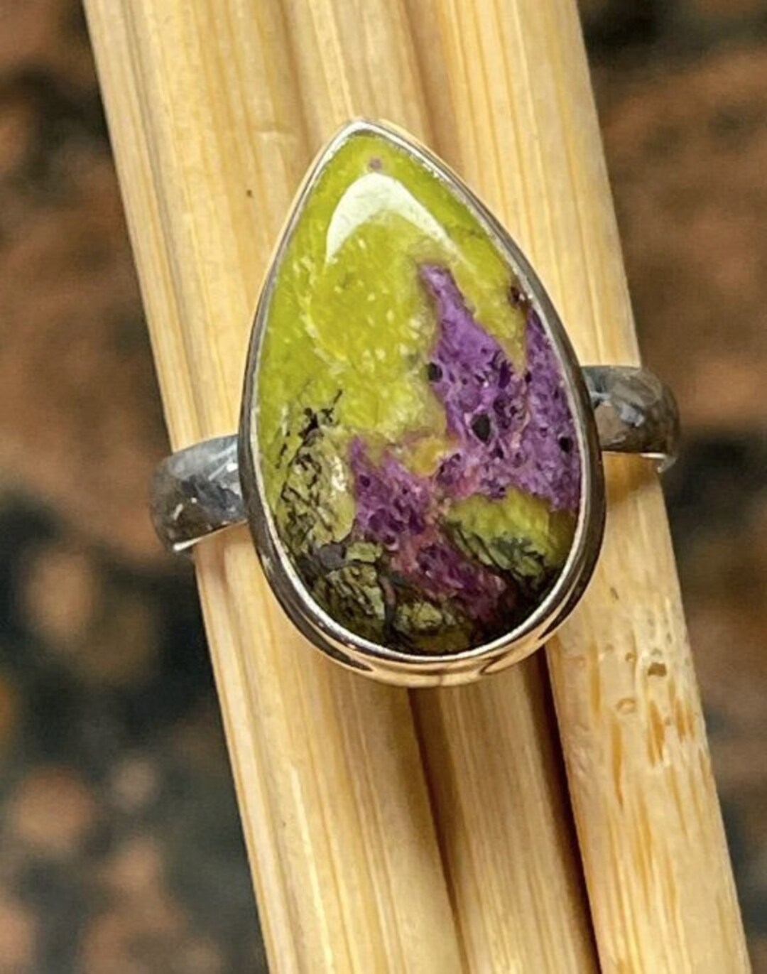 Pear Stichtite Ring Forgiveness Ring Sterling Silver Ring - Etsy