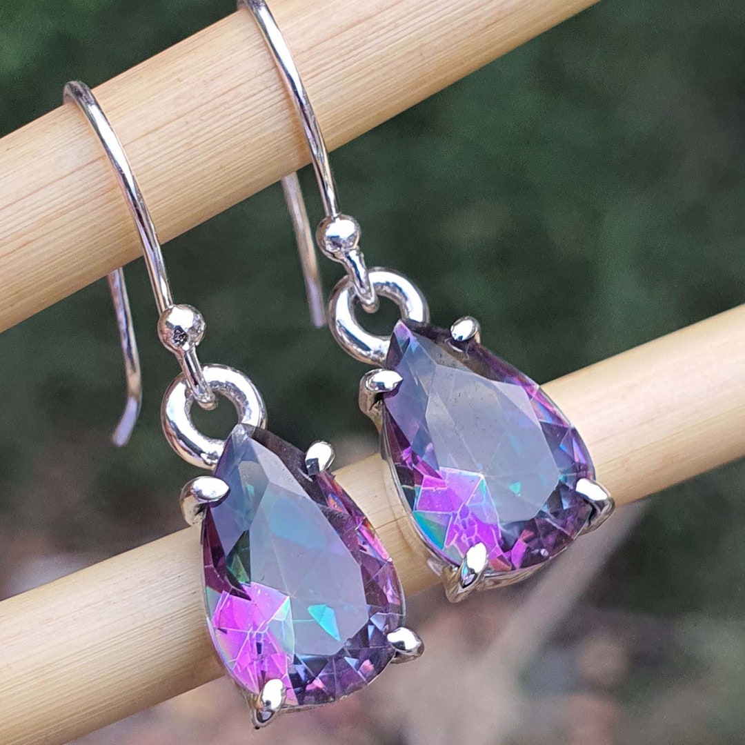 Teardrop Mystic Topaz Earrings for Women | 925 Sterling Silver Earrings ...