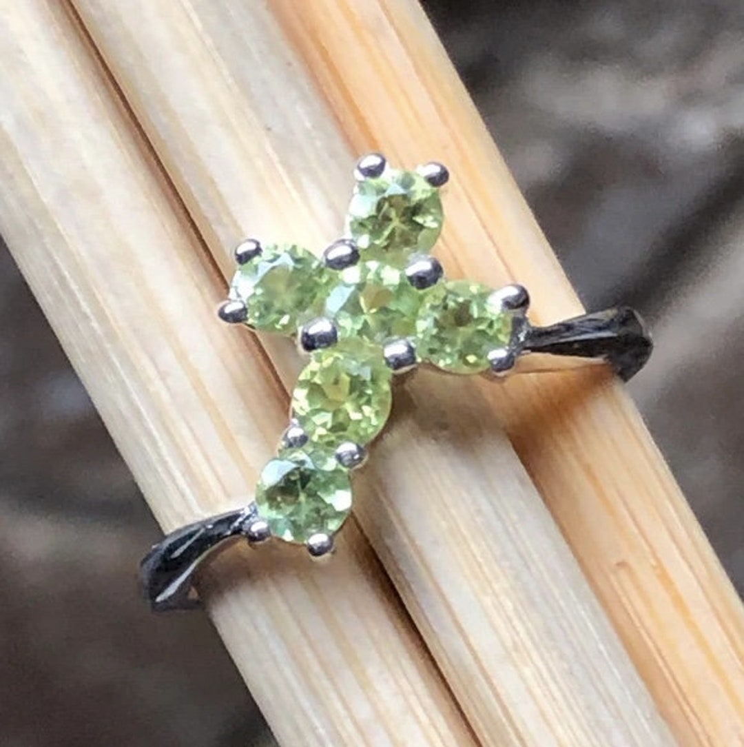 Peridot Cross Ring Sterling Silver Genuine Peridot Ring Unique Gift ...