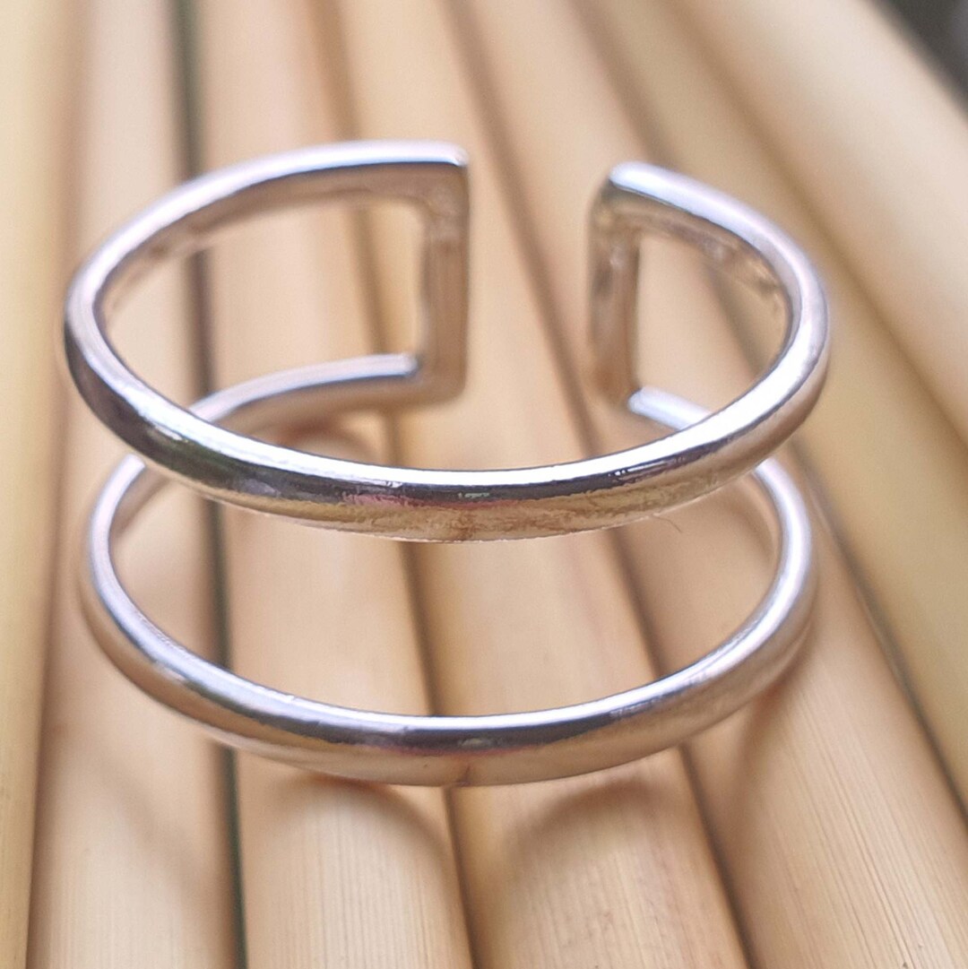 Double Band Engagement Ring | Comfort Fit Wedding Band | Adjustable ...