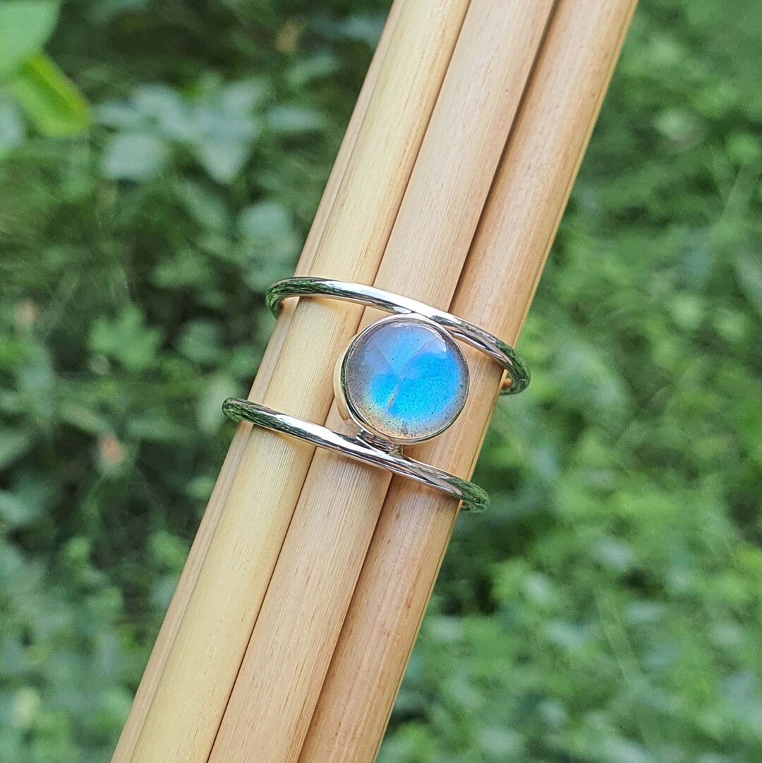 Faceted Labradorite Gemstone Ring Double Band Ring - Etsy