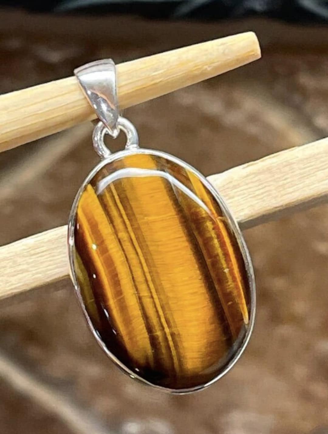Tiger's Eye Pendant for Men Sterling Silver Handmade Gift Ideas Easter ...