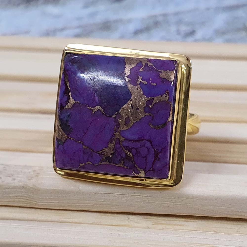 Purple Copper Turquoise Ring Mojave Turquoise Ring - Etsy