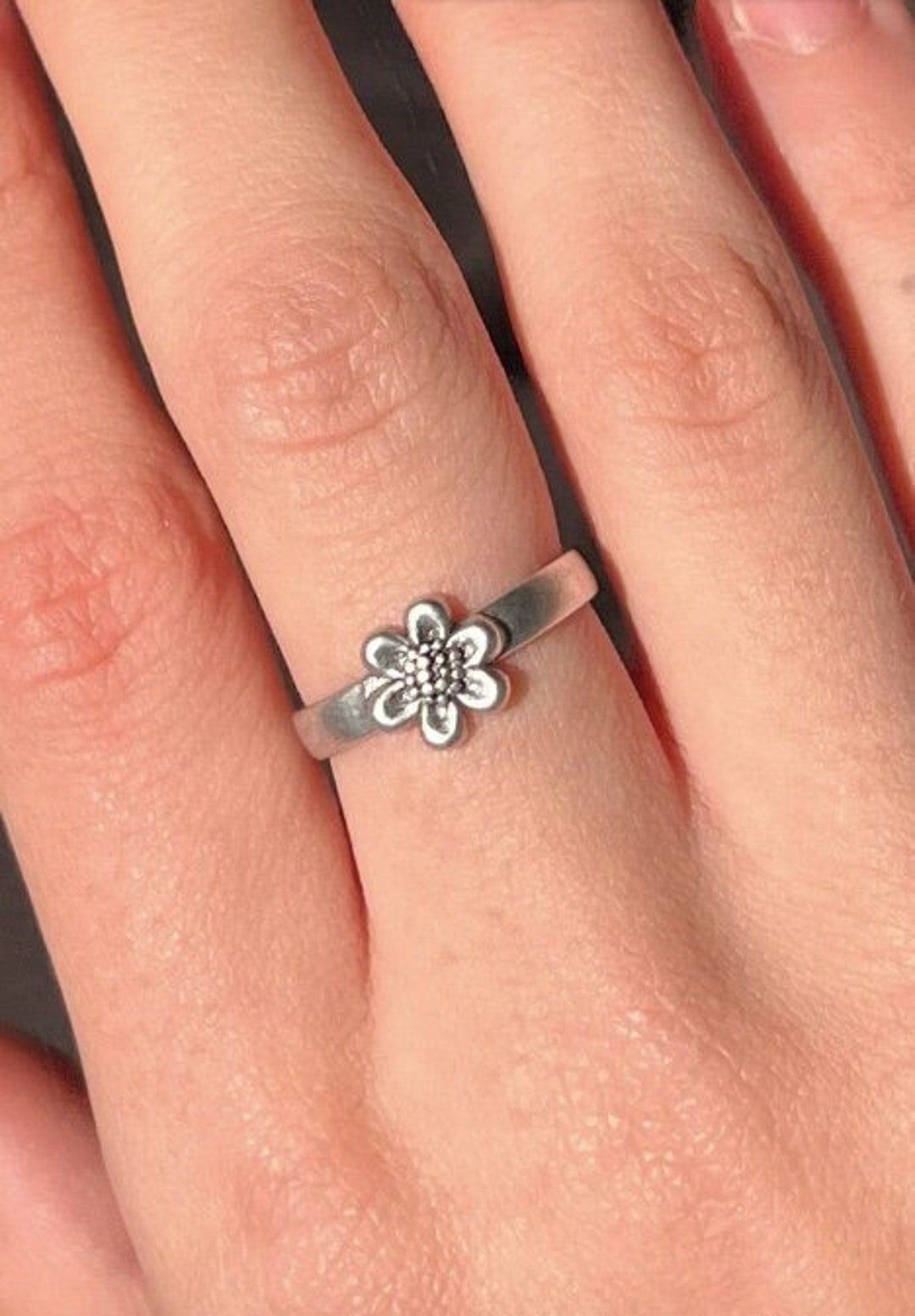 Dainty Flower Ring Sterling Silver Flower Ring Minimalist Jewelry ...