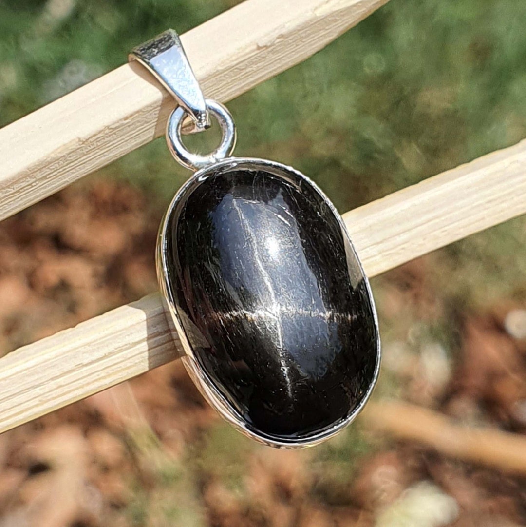 Black Star Diopside Pendant | Sterling Silver Pendant | Silver Star ...