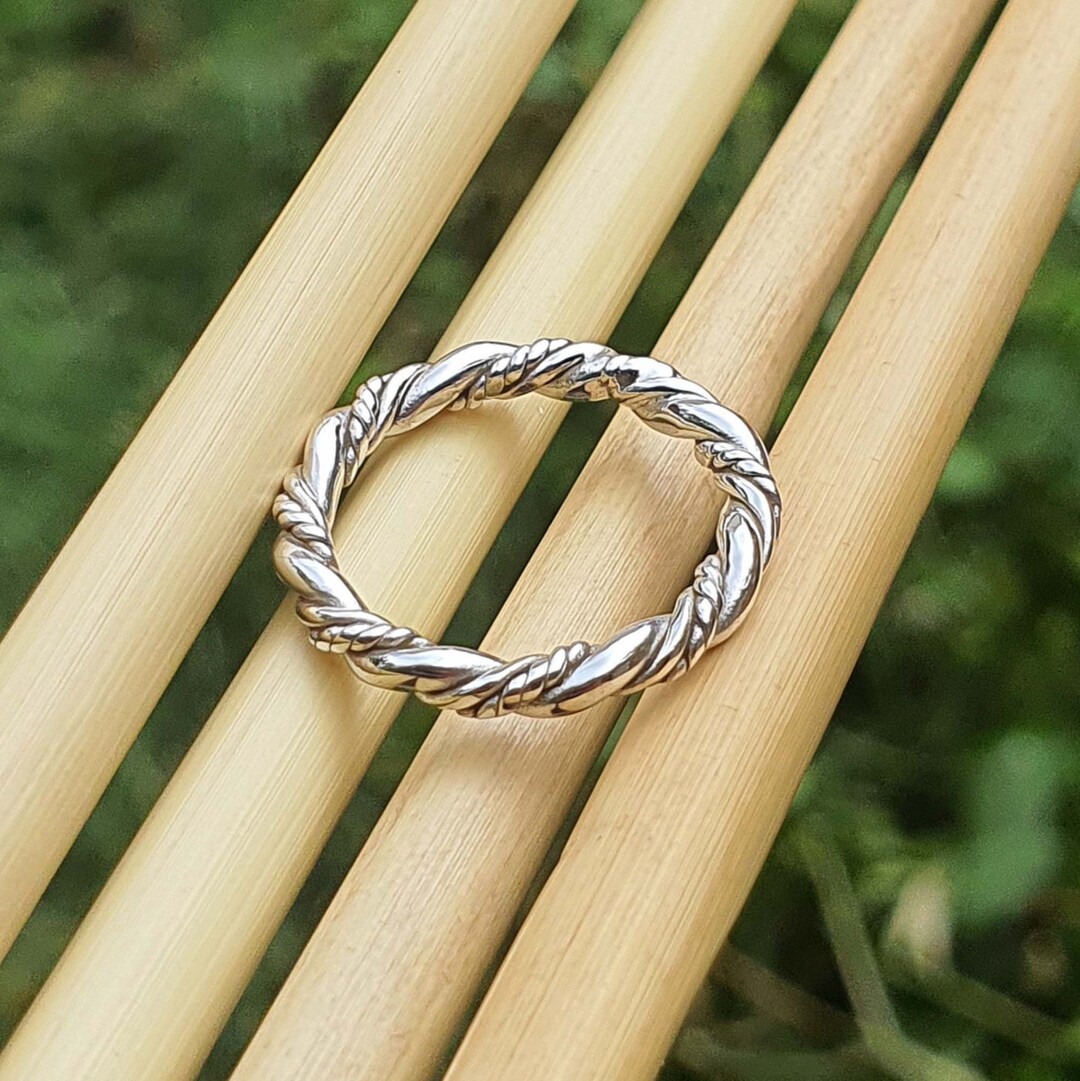 Oxidized Twisted Rope Band Ring | Sterling Silver Twisted Rope Wedding ...