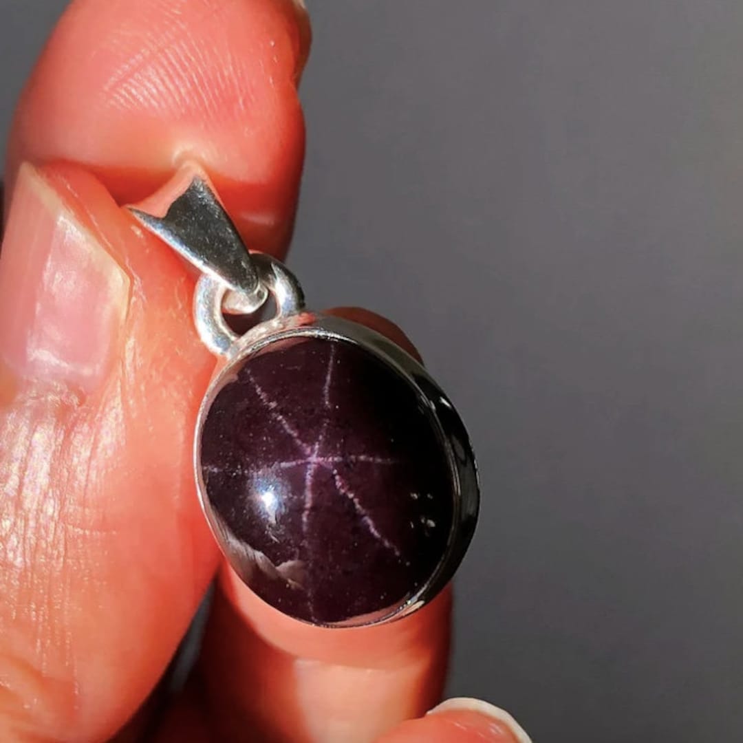 Oval Star Garnet Pendant for Necklace Sterling Silver Pendant Silver ...