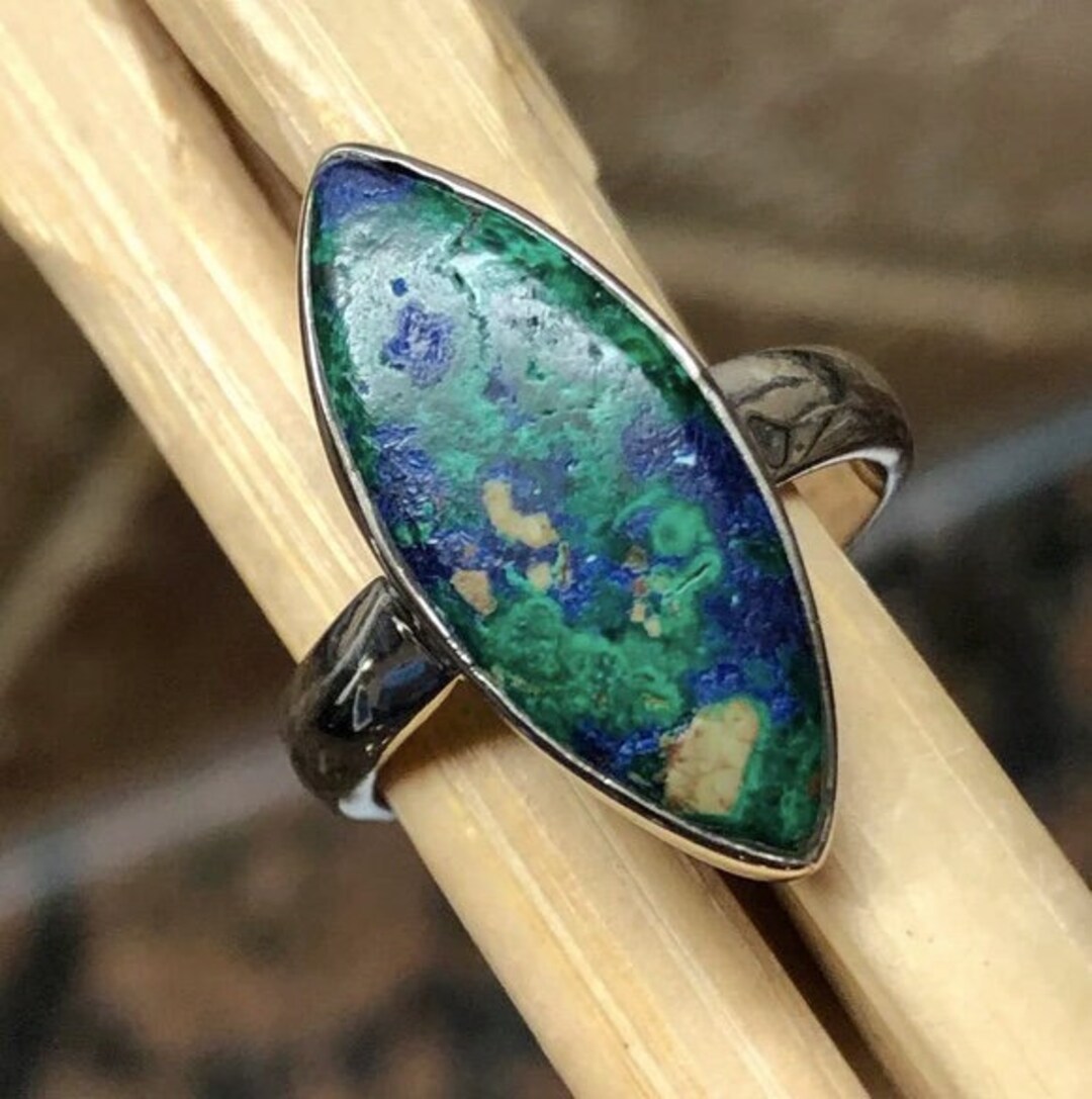 Marquise Azurite Malachite Ring Marquise Ring Azurite Ring Malachite ...
