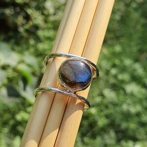 Faceted Labradorite Gemstone Ring | Double Band Ring | Sterling Silver ...