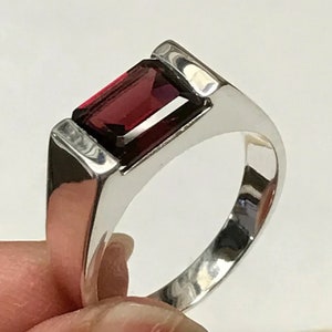 Garnet Ring for Men Emerald Cut Garnet Ring Sterling Silver - Etsy