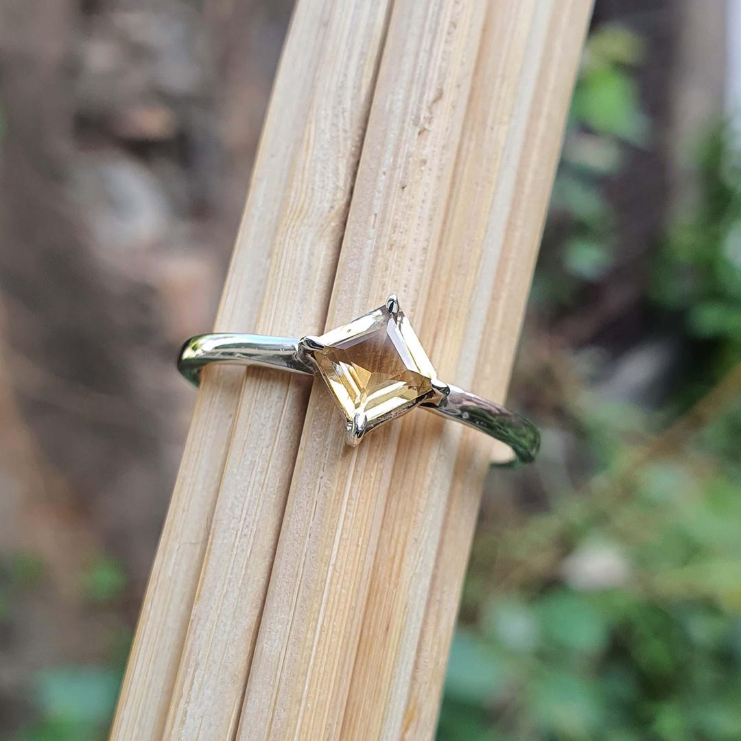 Square Citrine Ring for Men | Square Cut Mens Ring | Golden Citrine ...