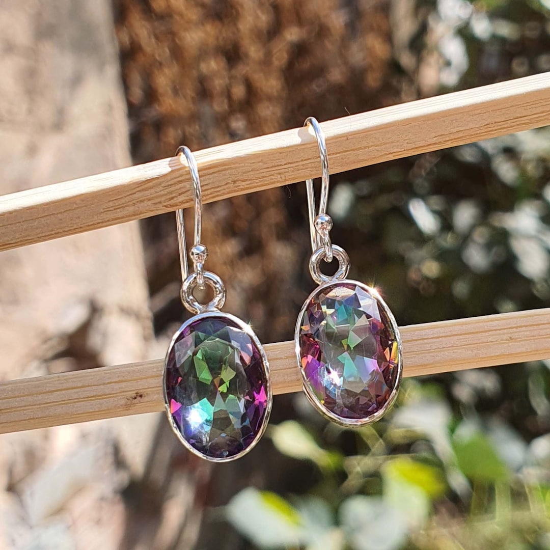 Topaz Earrings for Women | Mystic Topaz Earrings | Dangle Drop Earrings ...