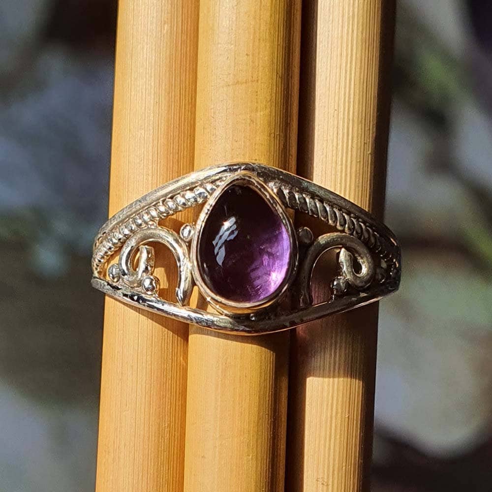 Teardrop Amethyst Ring Sterling Silver Women Gift Silver - Etsy