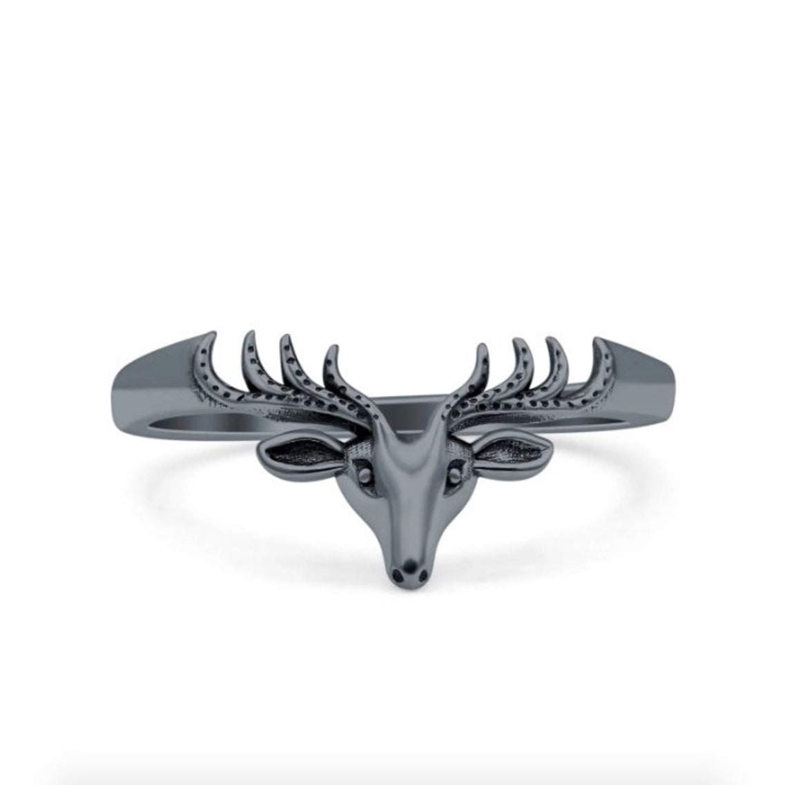 Deer Ring | Sterling Silver Stag Ring | Animal Lover Gift | Deer Skull ...