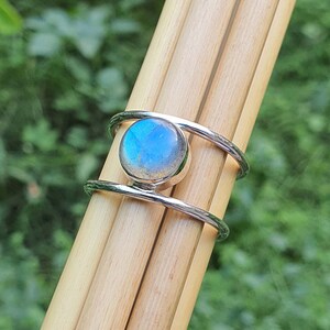 Faceted Labradorite Gemstone Ring | Double Band Ring | Sterling Silver ...