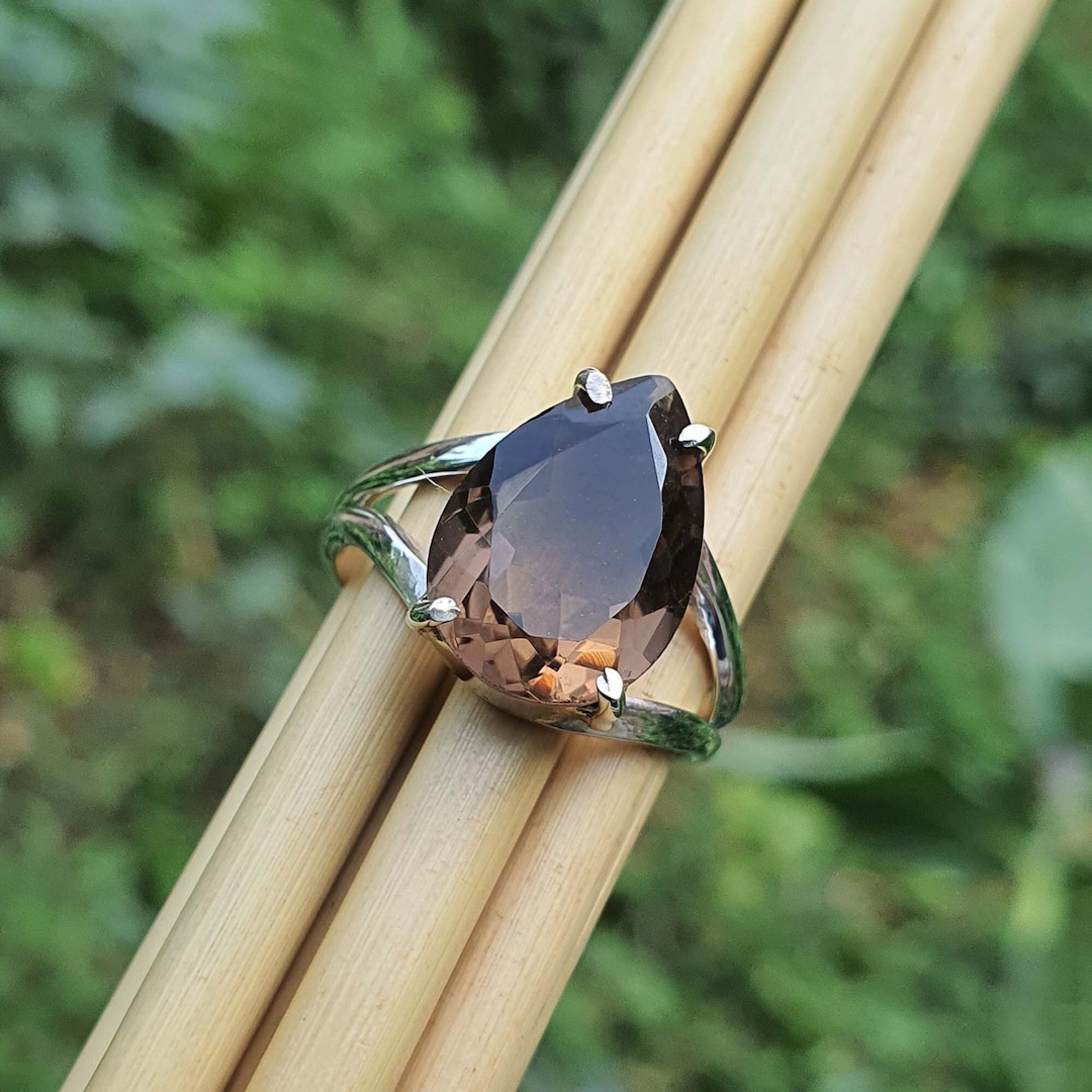 Smoky Quartz Ring | Gemstone Ring | Sterling Silver Ring | Smoky Topaz ...