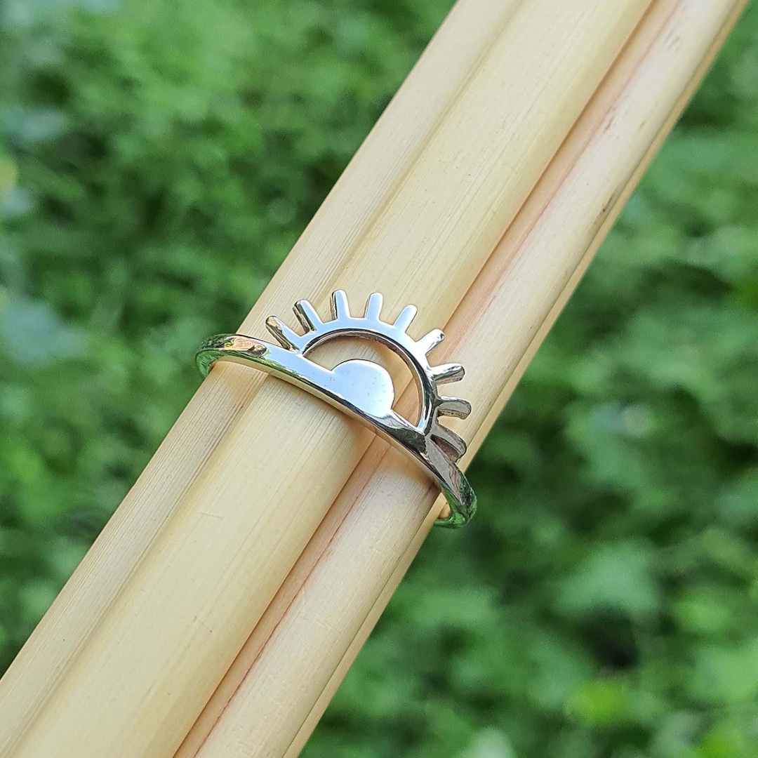 Sterling Silver Sunrise Ring | Sunburst Pinky Ring | Minimalist ...