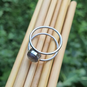 Faceted Labradorite Gemstone Ring | Double Band Ring | Sterling Silver ...