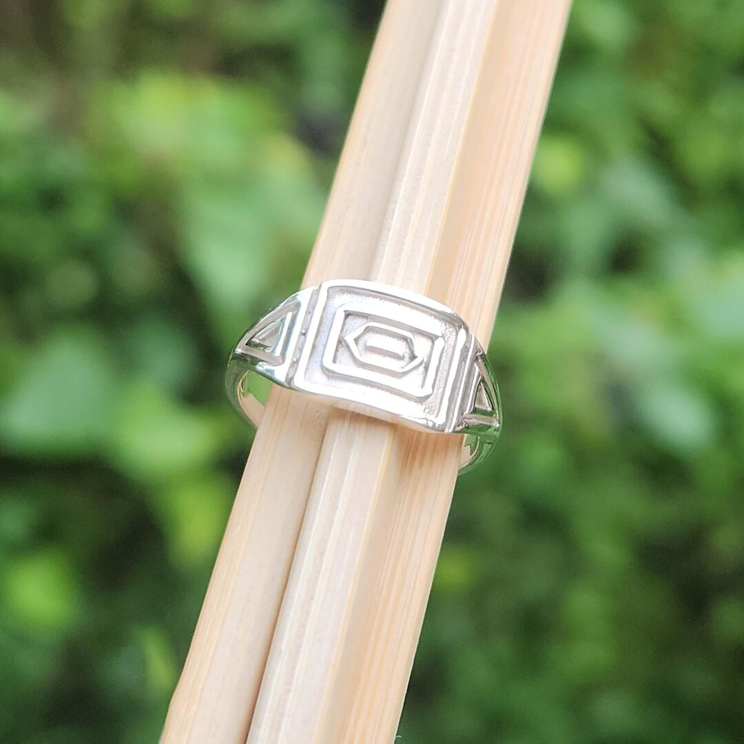925 Sterling Silver Signet Ring - Geometric Bold Design - Etsy