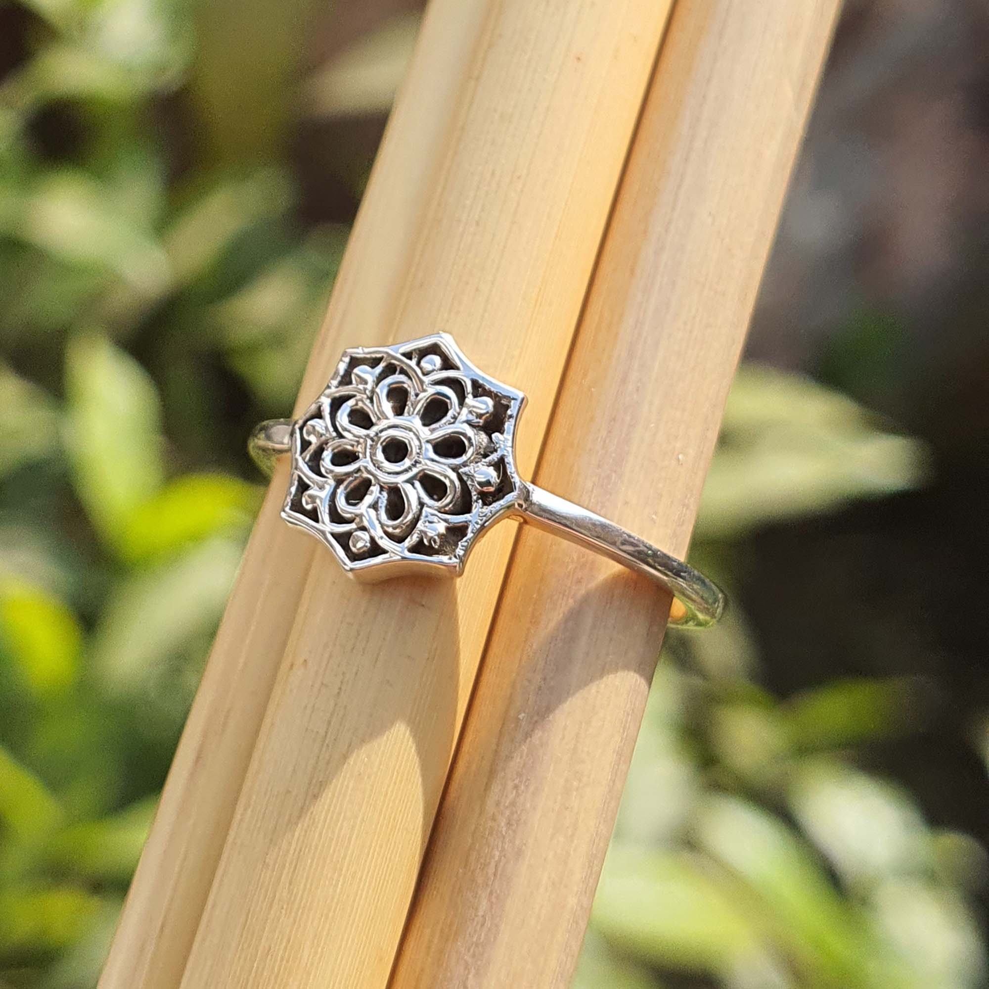 Flower of Life Ring Sterling Silver | Seed of Life Ring | Dainty Thin ...