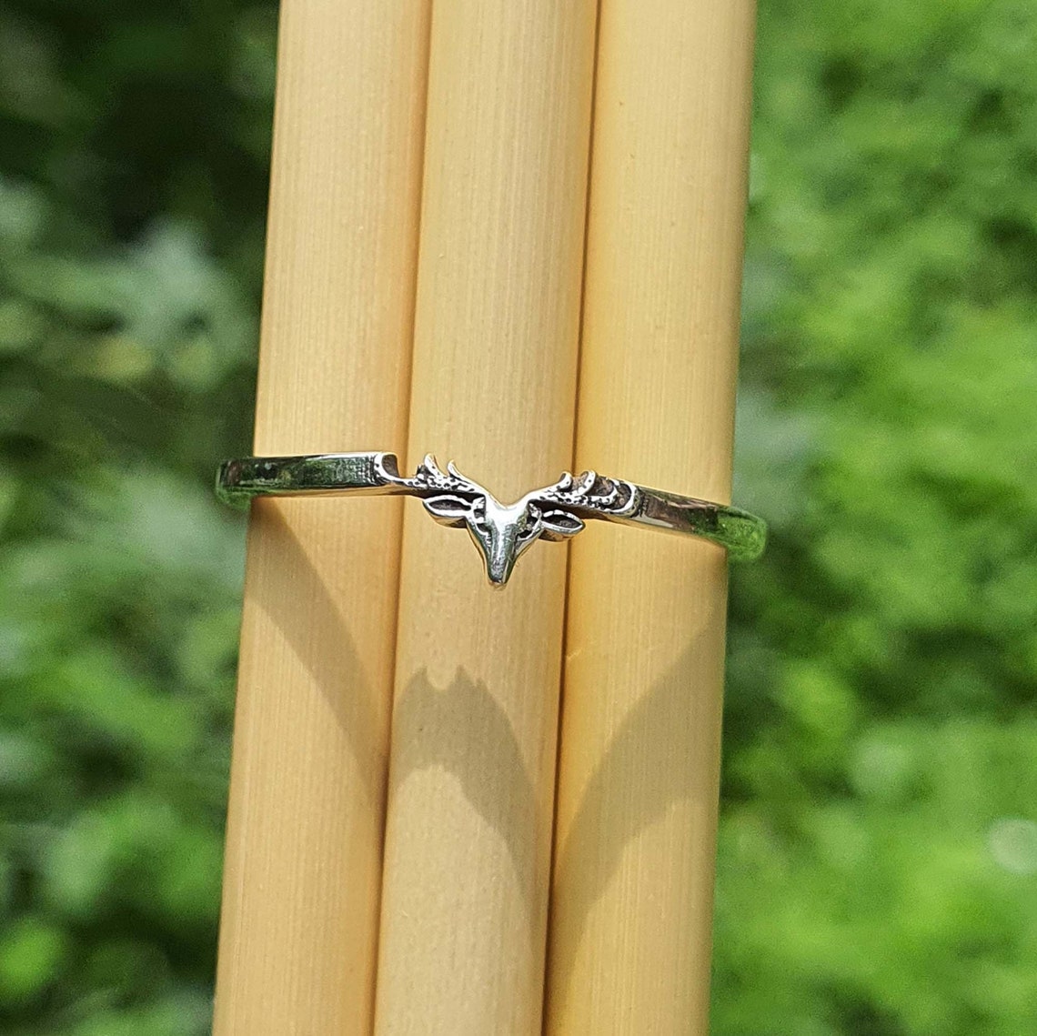 Deer Ring | Sterling Silver Stag Ring | Animal Lover Gift | Deer Skull ...