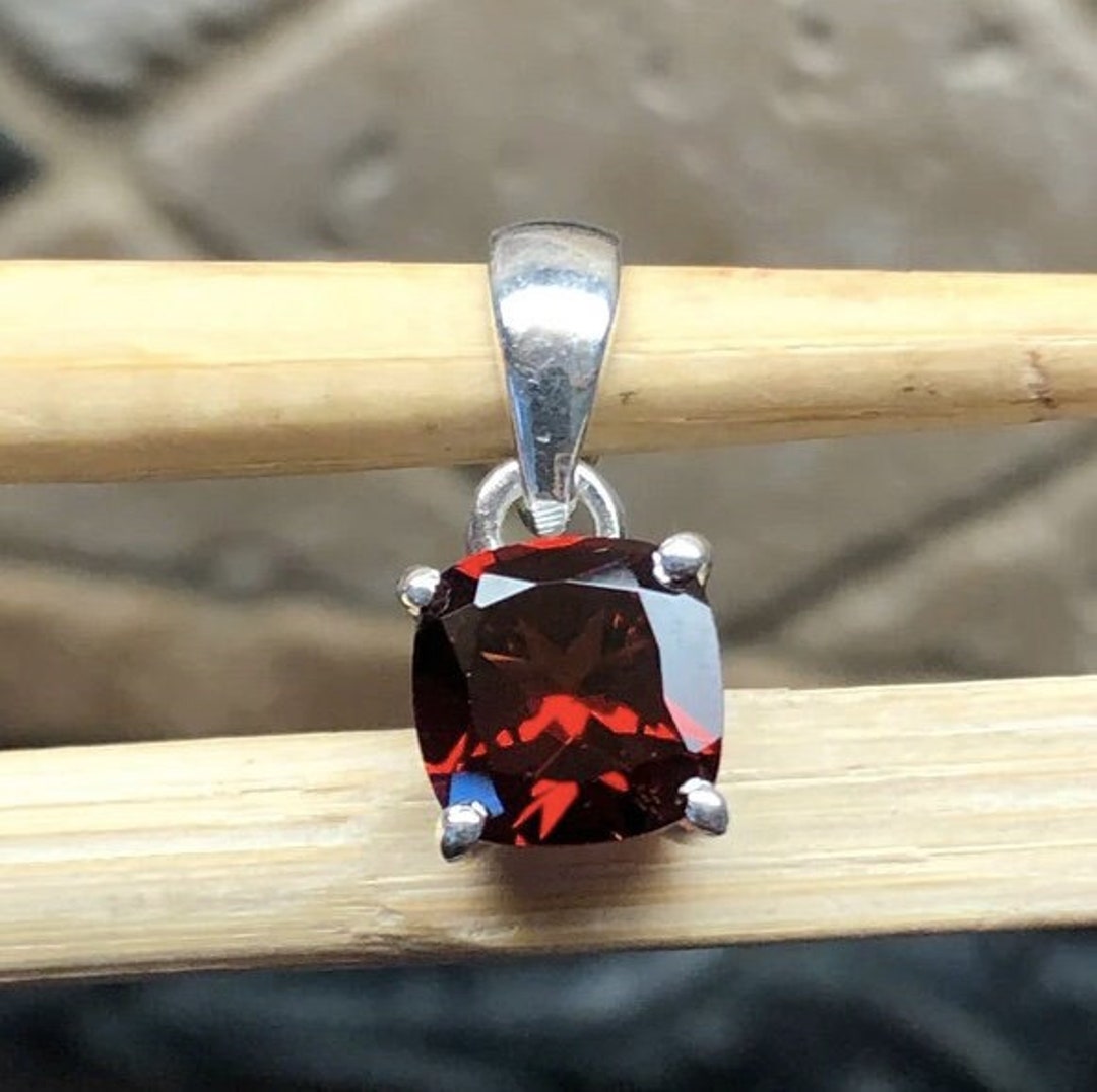 Natural Pyrope Garnet 925 Sterling Silver Pendant Cushion Cut Garnet ...