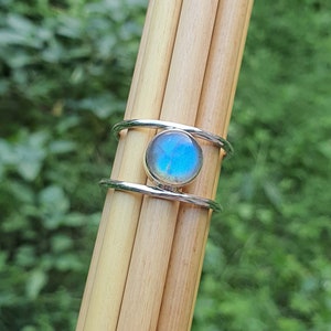Faceted Labradorite Gemstone Ring Double Band Ring - Etsy