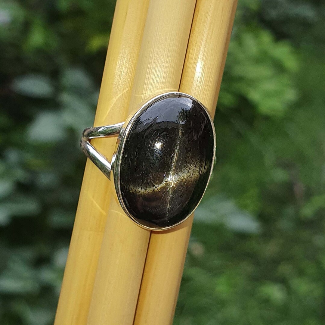 Indian Black Star Diopside Ring for Men Star of India 925 - Etsy