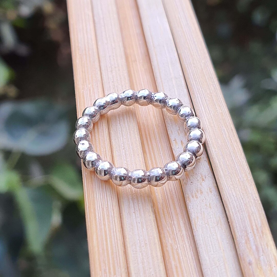 925 Sterling Silver Ball Bead Ring- Silver Bubble Ring- Beaded Rings for Women- Minimalist Dot ...
