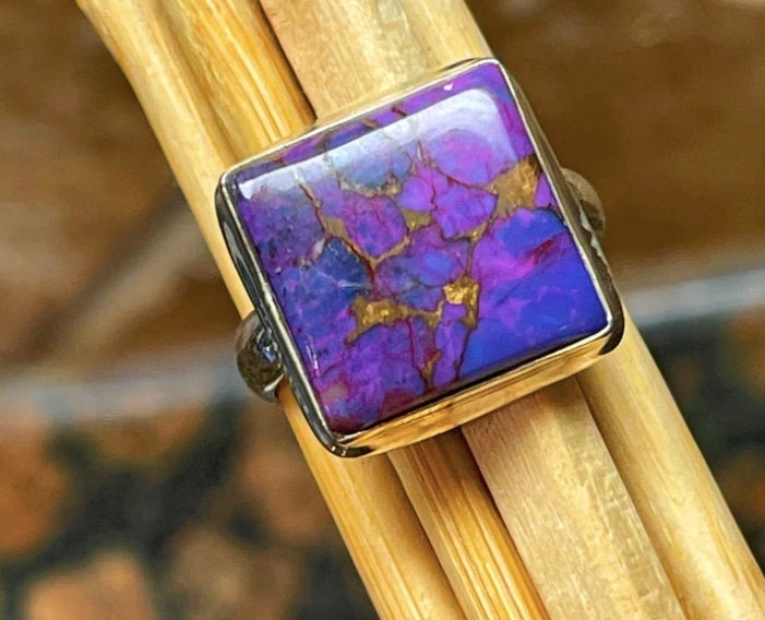 Purple Copper Turquoise Ring Mojave Turquoise Ring - Etsy