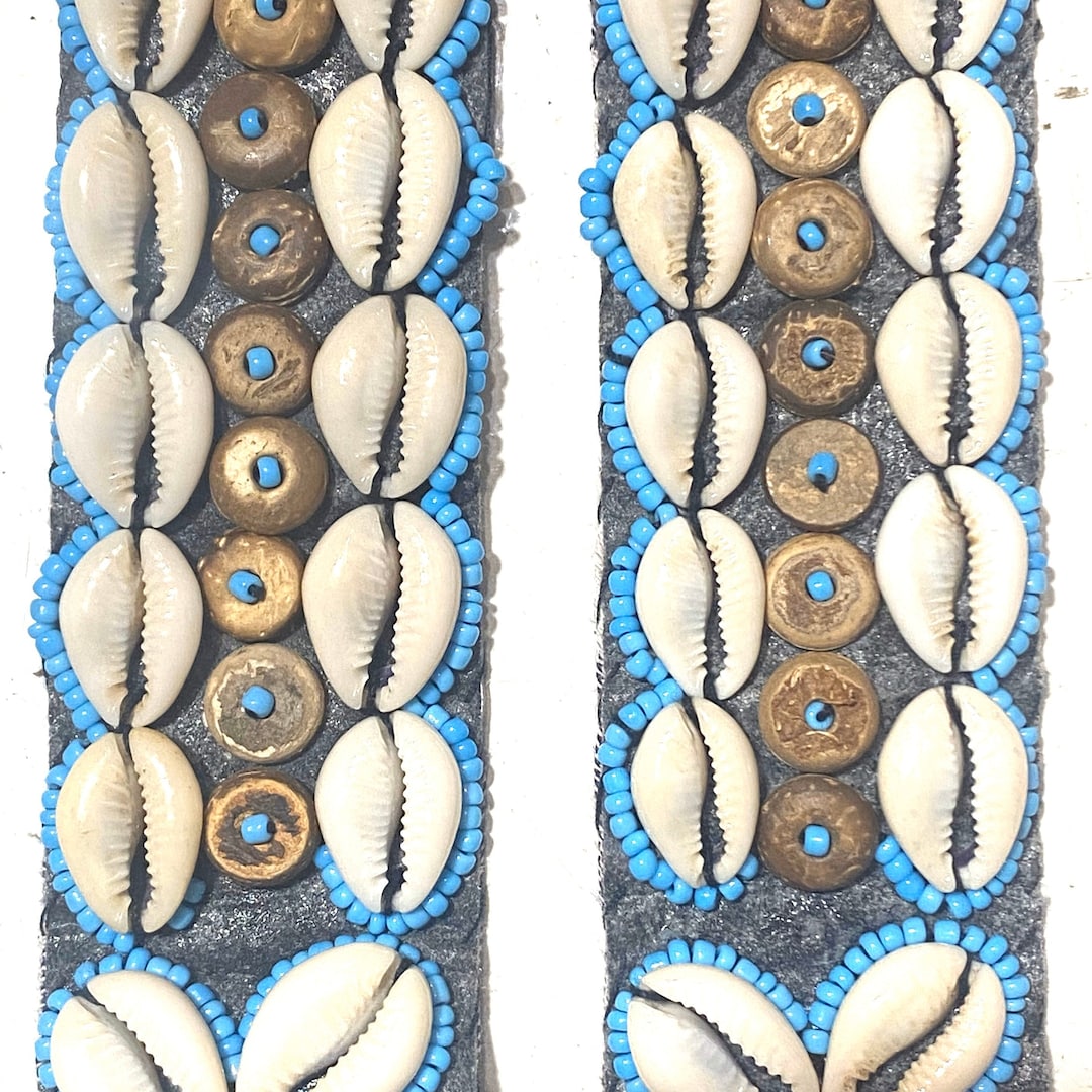 Cowrie Shells Belt With Coconut & Ceramic Beads, Vintage Made in ...