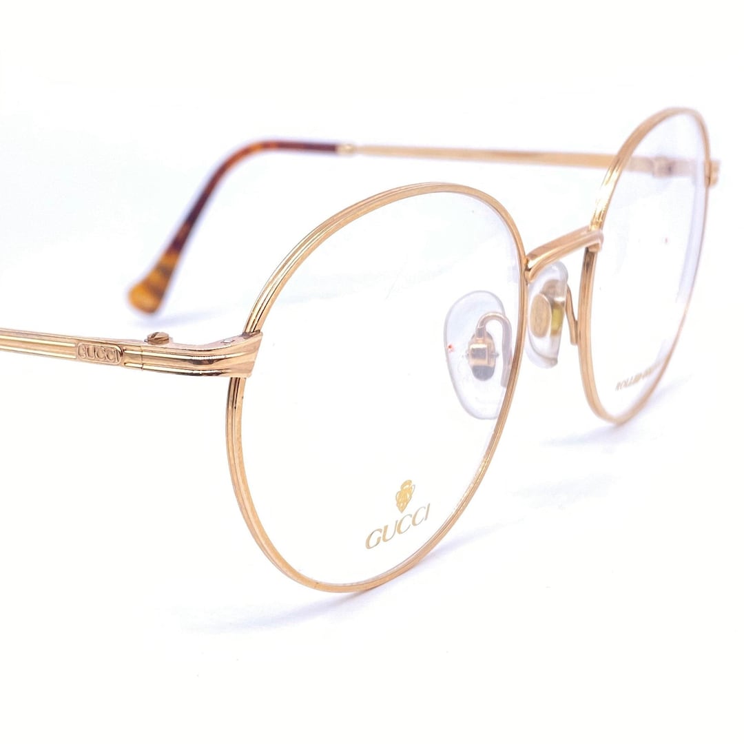 Gucci GG 1273 Round Gold Plated Metal Frames Made in Italy, 1980s Nos ...
