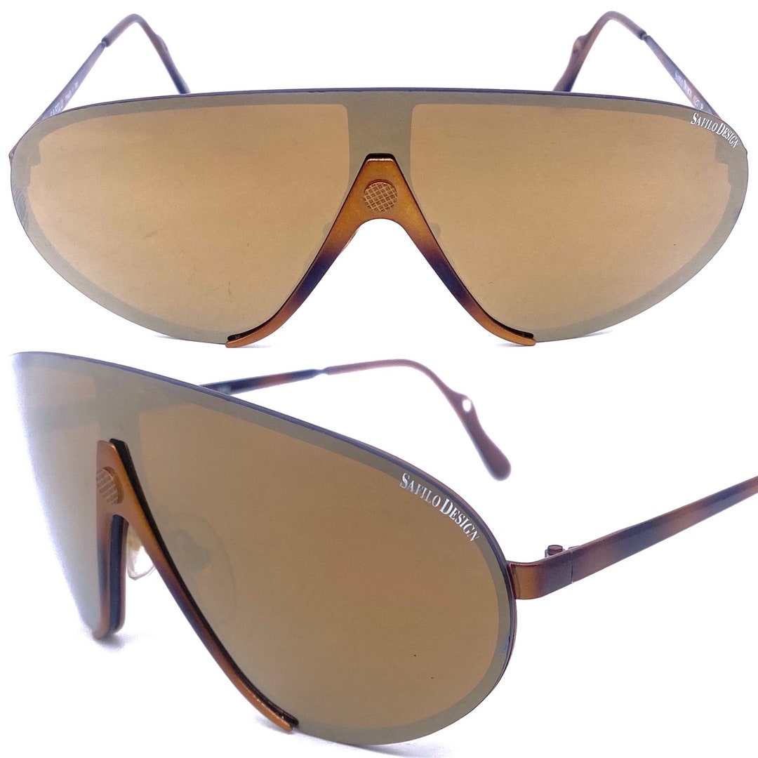 Safilo Design 027/P Wrap Aviator Sunglasses, Brown Metallized Mask ...