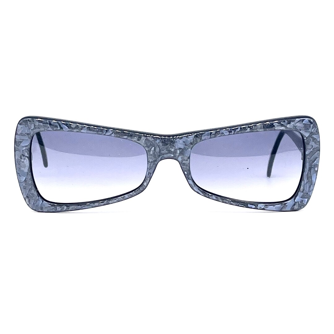 Vanzina Grey Butterfly Sunglasses, Mineral Stone Effect Celluloid Frame ...