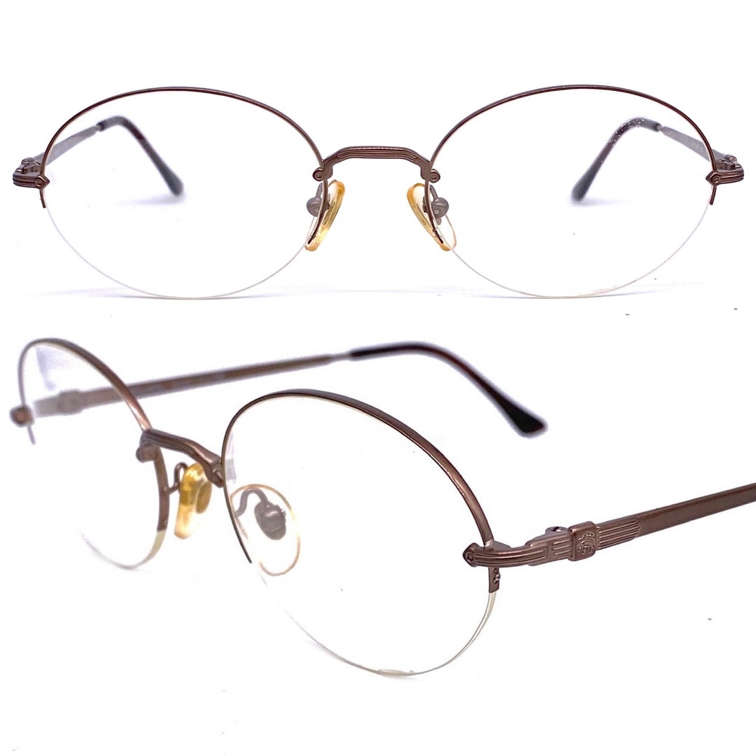 Brooks Brothers Minimal Oval Half Rimmed Copper Metal Glasses Frames ...