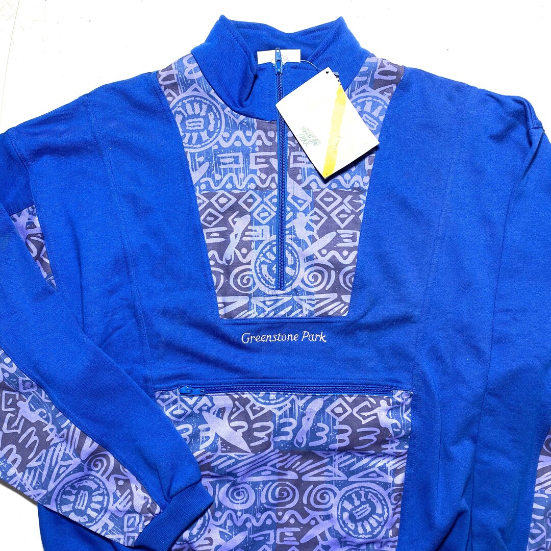 90s Graffiti Hip Blue Sweatshirt Made in Italy by Greenstone, Cool ...